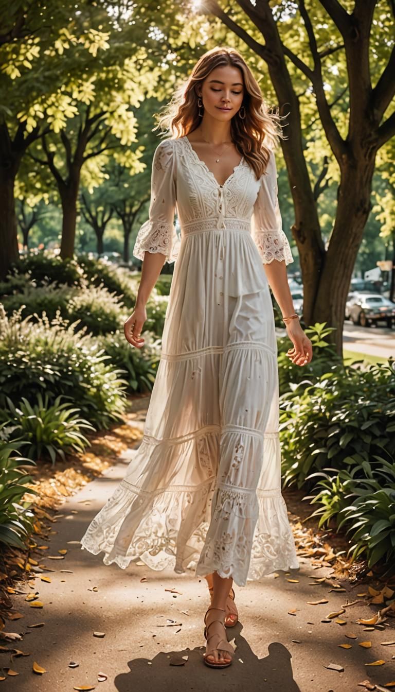 Effortless Elegance in a Sun-Kissed Park - AI Art