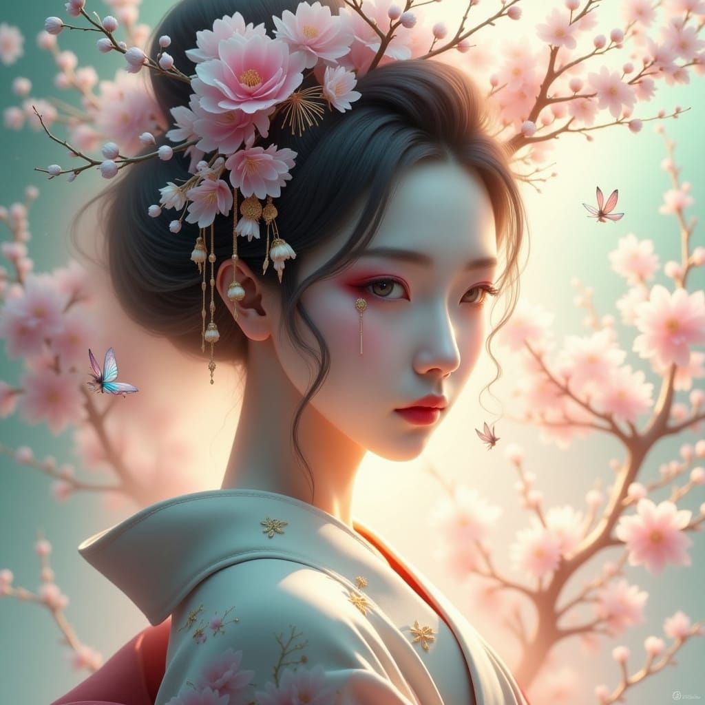 Geisha head and shoulders portrait, 8k resolution concept art portrait by Greg Rutkowski ...