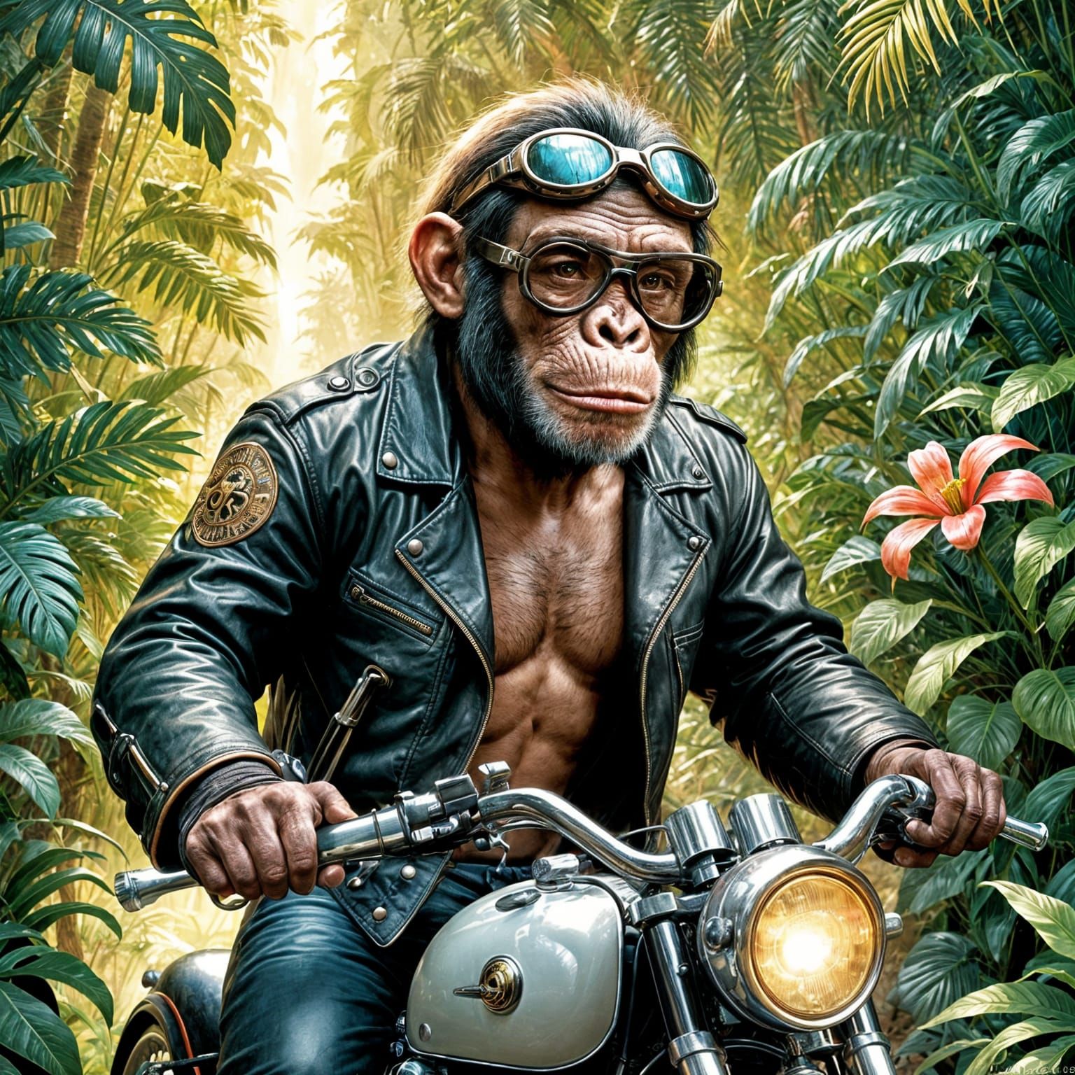 Jungle motorcycle police - Chimpanzee Rider Speeds Through J...