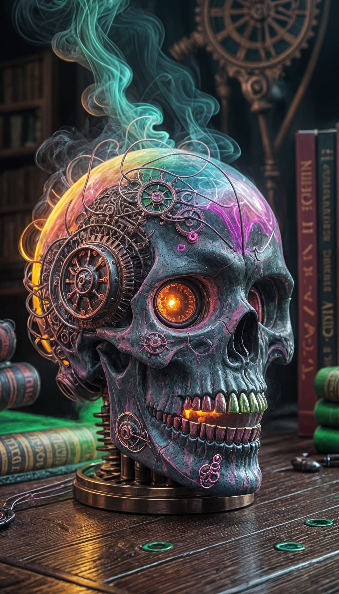 Skull - Ethereal Skull Emerges from Swirling Vortex of Color
