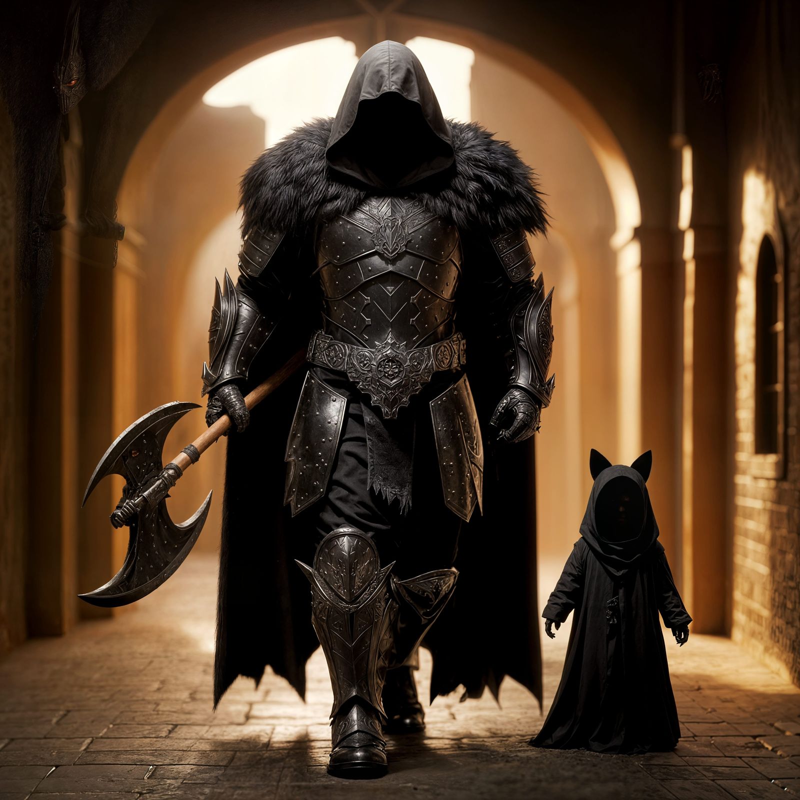 Dark Gothic Knight in Ebony Armor - AI Art