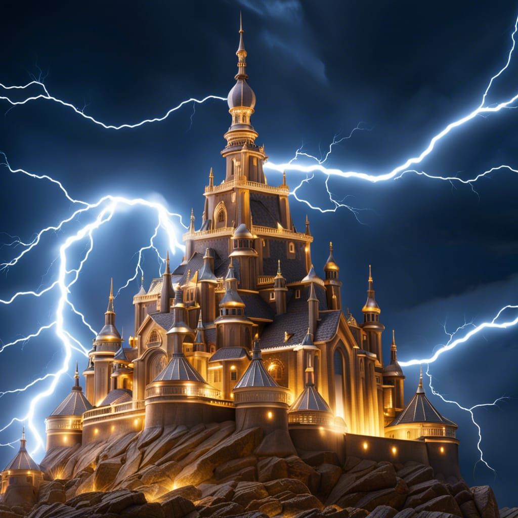 Lightning Castle - AI Generated Artwork - NightCafe Creator