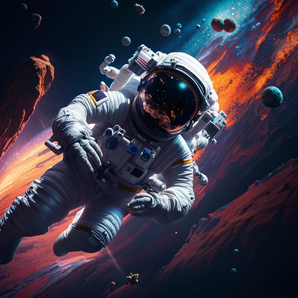 An astronaut floats in space - AI Generated Artwork - NightCafe Creator