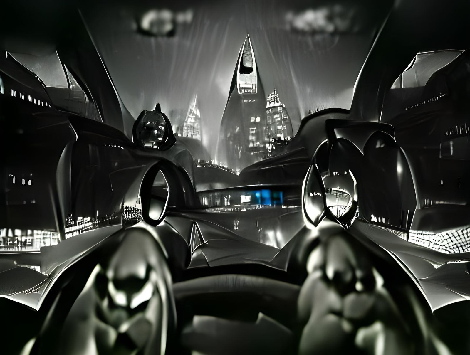 Batmobile through Gotham to Batlight in the sky - AI Generated Artwork ...