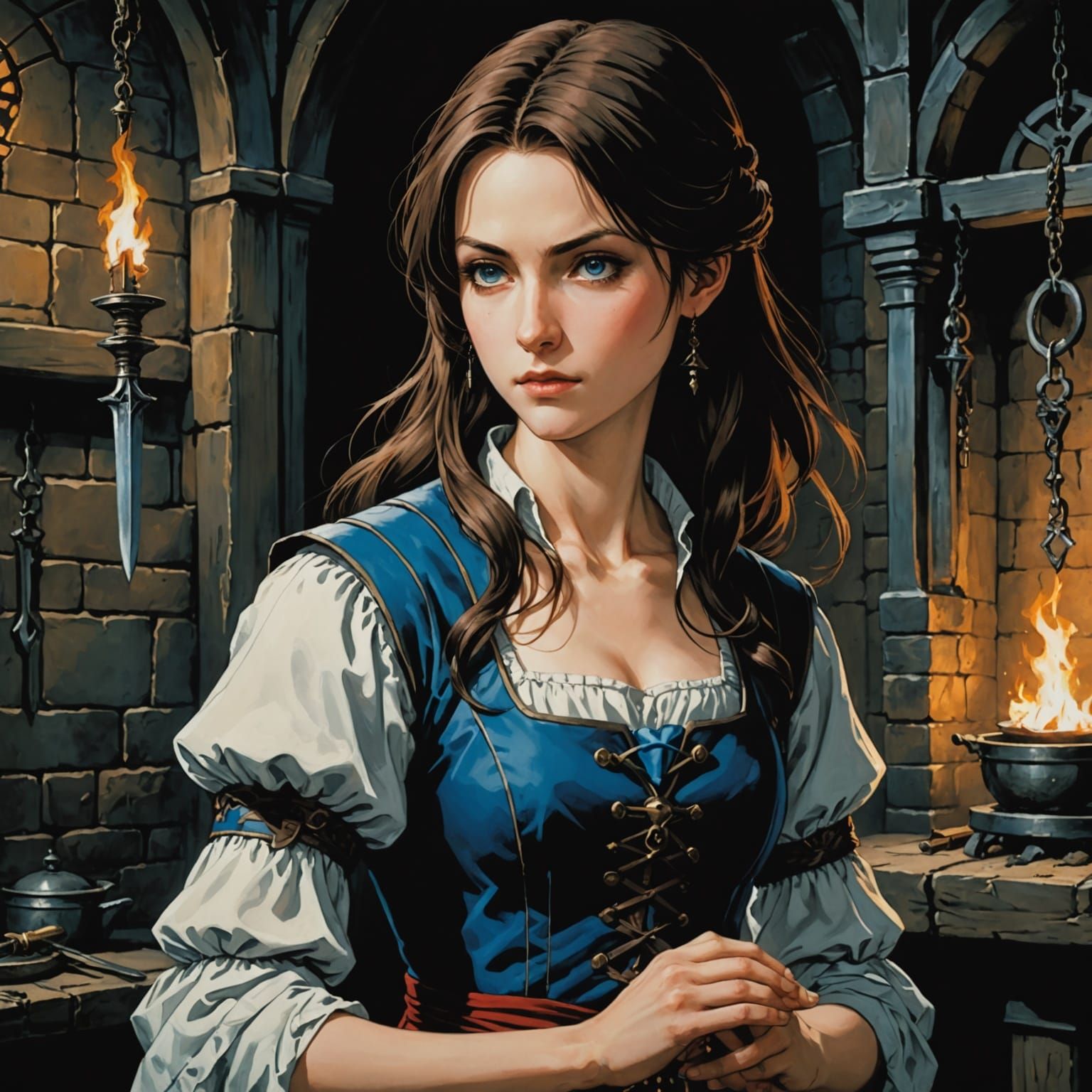 Dark Gothic Beauty: A Young Blacksmith's Daughter ... - AI Art