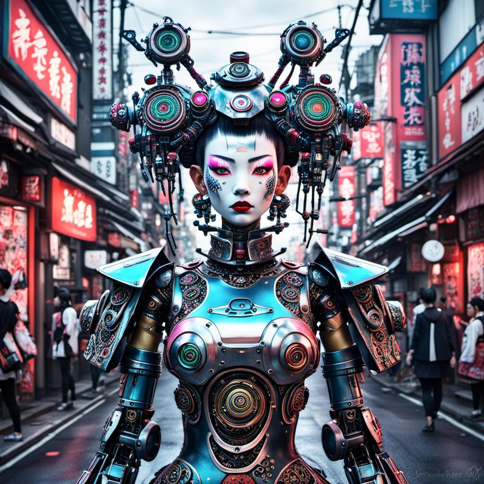 biomechanical harajuku geisha punk robot girls in Decora fashion with ...