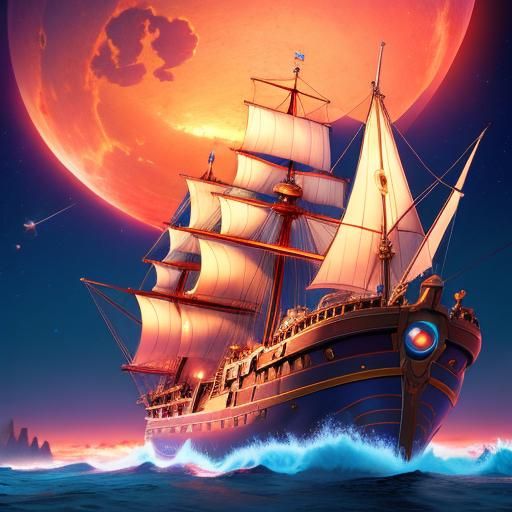 Treasure Planet space ship sailing ether - AI Generated Artwork - NightCafe Creator