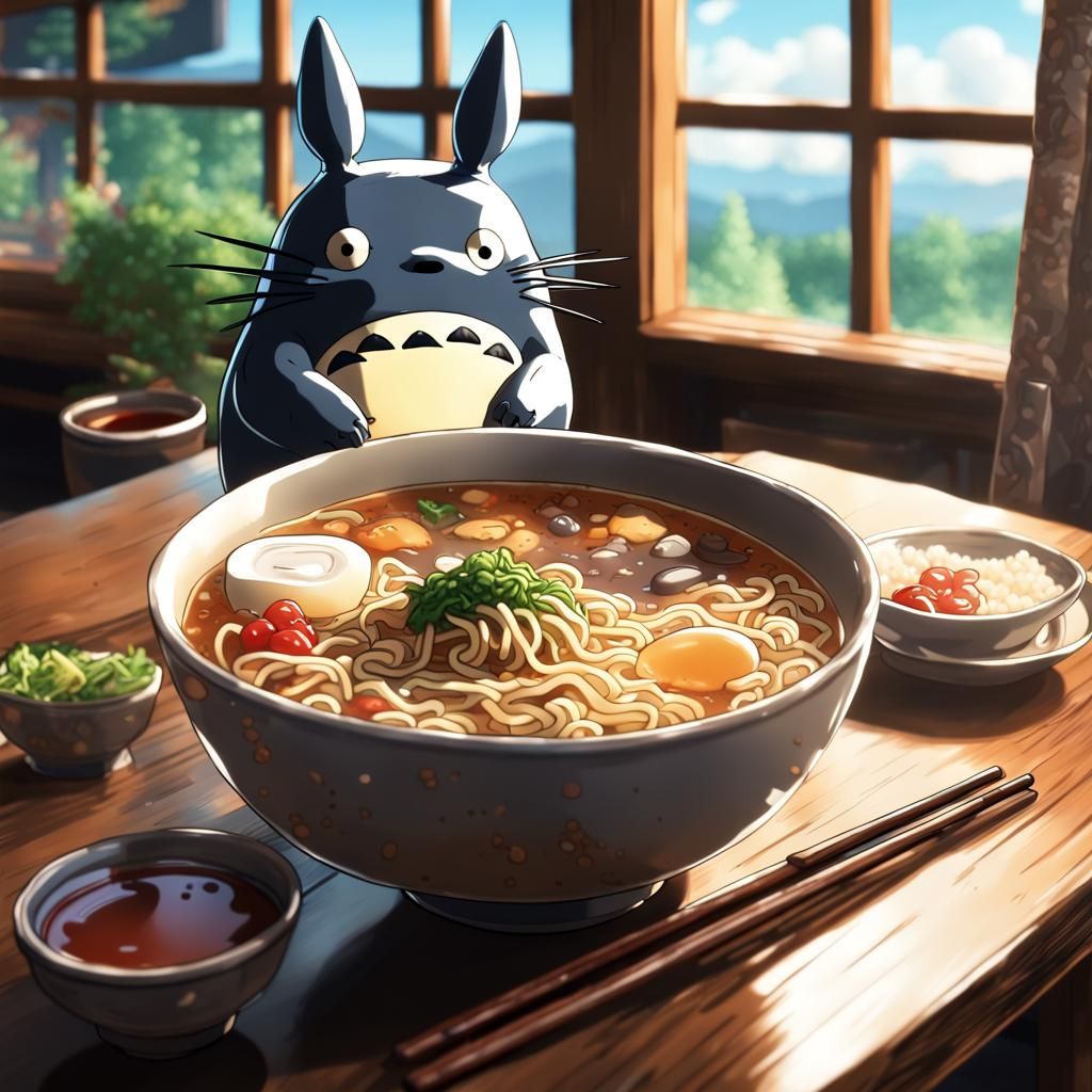 Totoro and Ramen - AI Generated Artwork - NightCafe Creator
