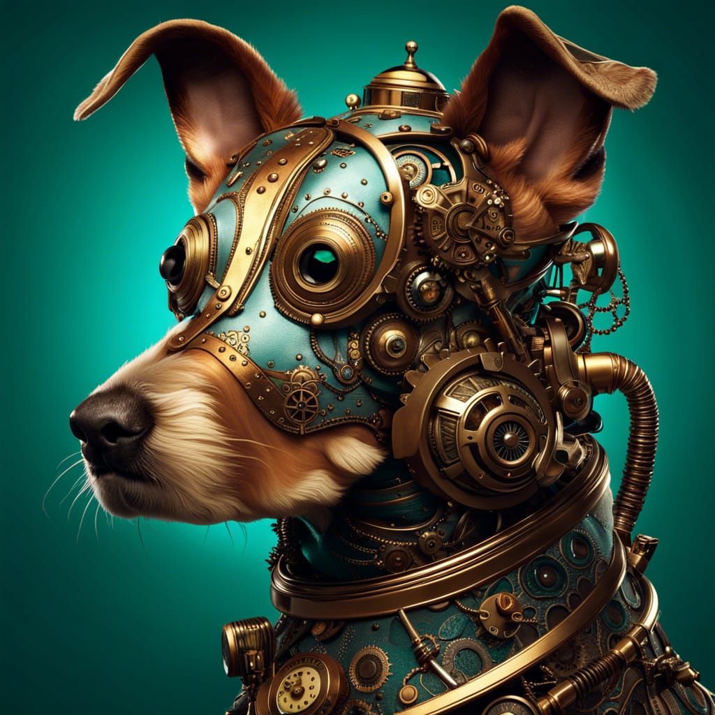 Steampunk robotic dog - AI Generated Artwork - NightCafe Creator