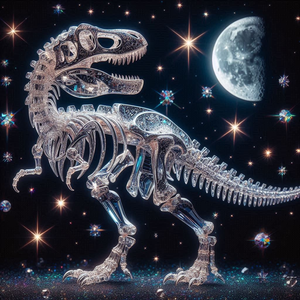 Crystal T-rex skeleton - AI Generated Artwork - NightCafe Creator