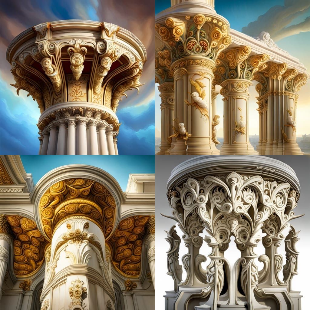 roman column with cute bees carved into it by artist "John Howe ...