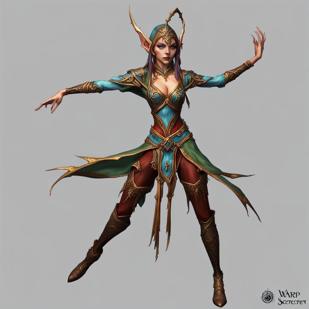 Elf sorcerer - Enchanted Elf Dancer in Mystical Pose