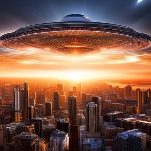 Big UFO over the city - AI Generated Artwork - NightCafe Creator