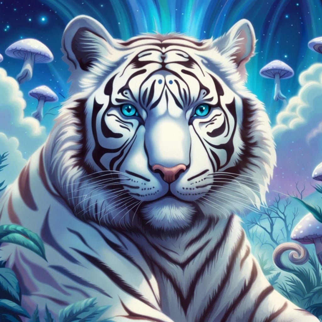 Psychedelic White Tiger - Psychedelic White Tiger in Enchan...