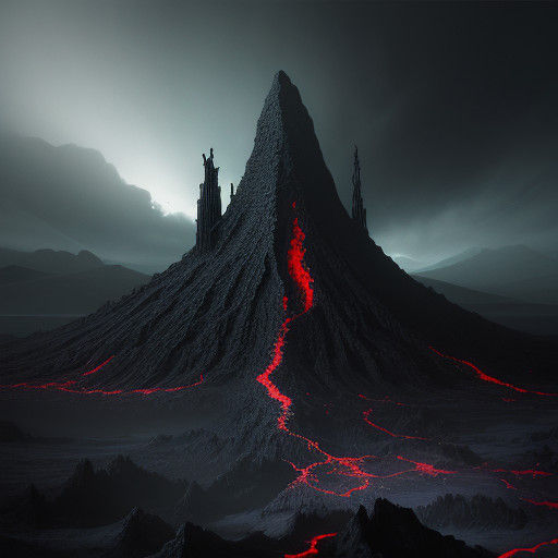 Ethereal Surrealism: Melting Volcano in Midnight H... - AI Art