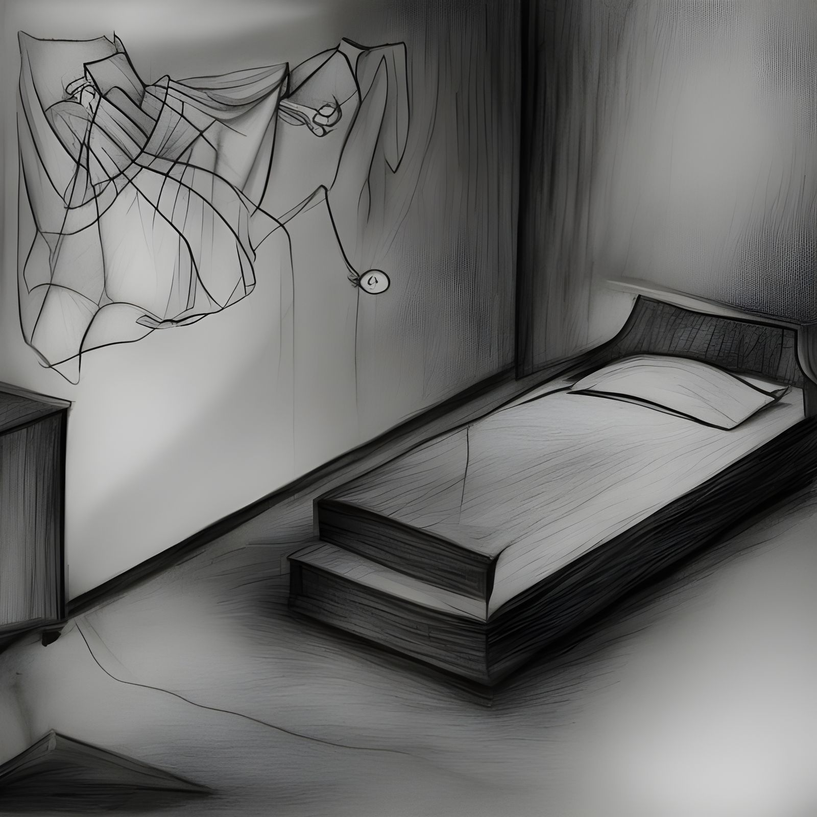 the bed where i had no sleep - nightmare - drawing - sketch ...