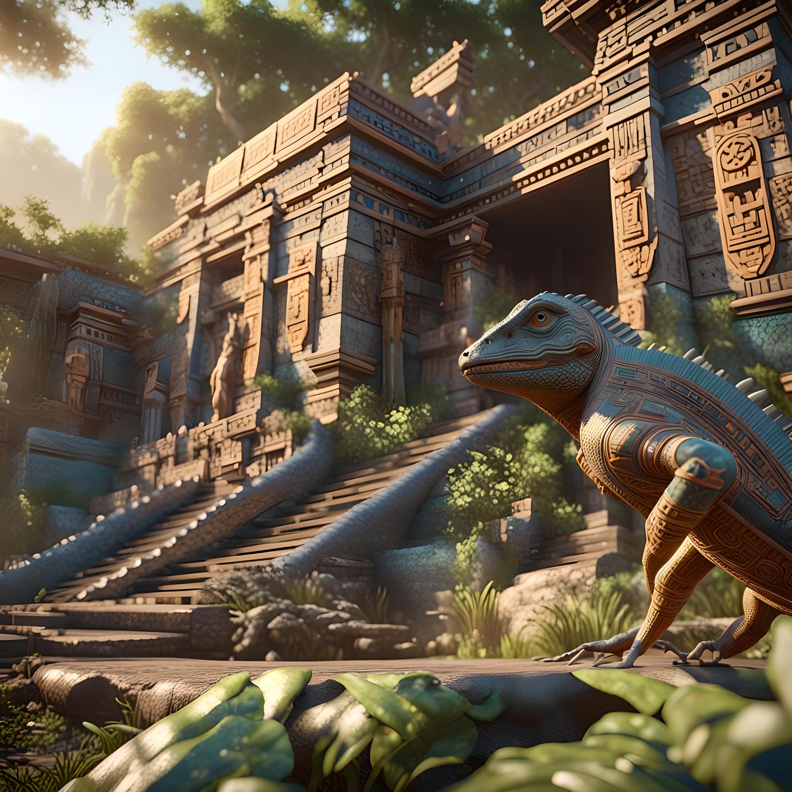 Aztec Temple lizard - AI Generated Artwork - NightCafe Creator