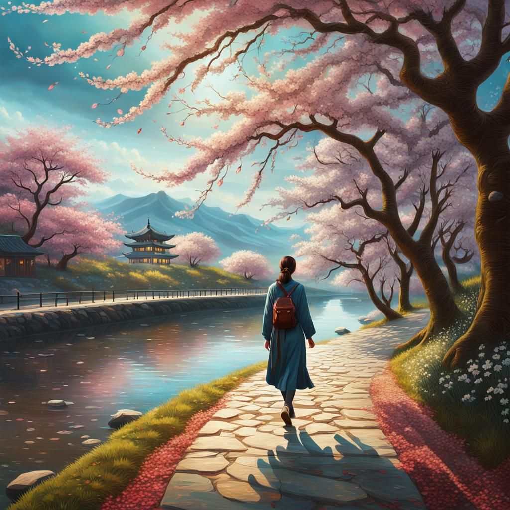 Along the Riverfront - AI Generated Artwork - NightCafe Creator