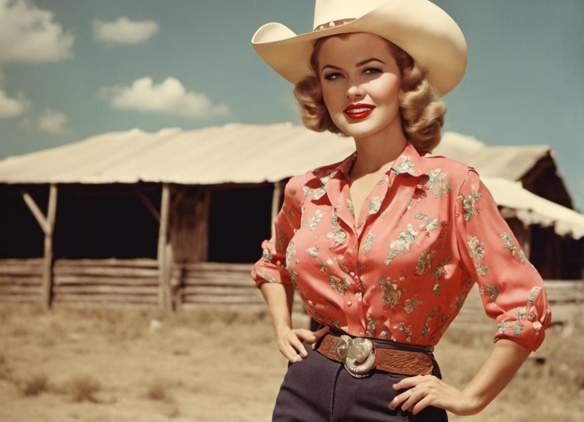 Photo of a vintage cowgirl, 1950's - AI Generated Artwork - NightCafe ...