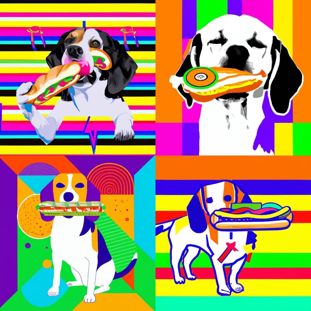 beagle with a hot dog - AI Generated Artwork - NightCafe Creator