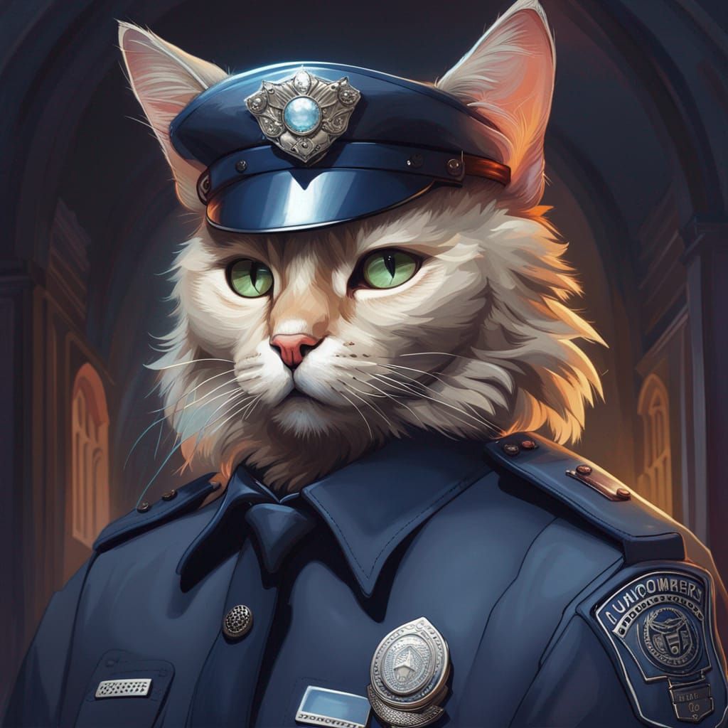 Cat police officer - AI Generated Artwork - NightCafe Creator