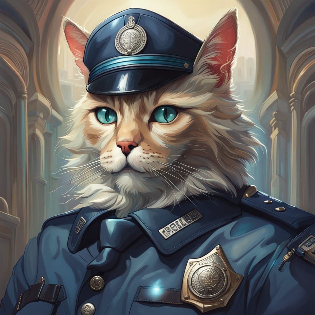 Cat police officer - AI Generated Artwork - NightCafe Creator
