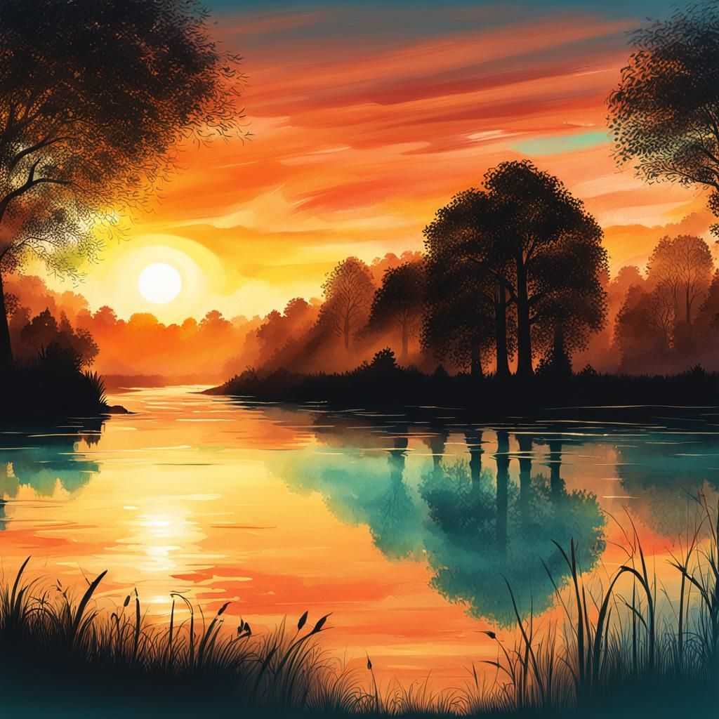 Beautiful sunset - AI Generated Artwork - NightCafe Creator