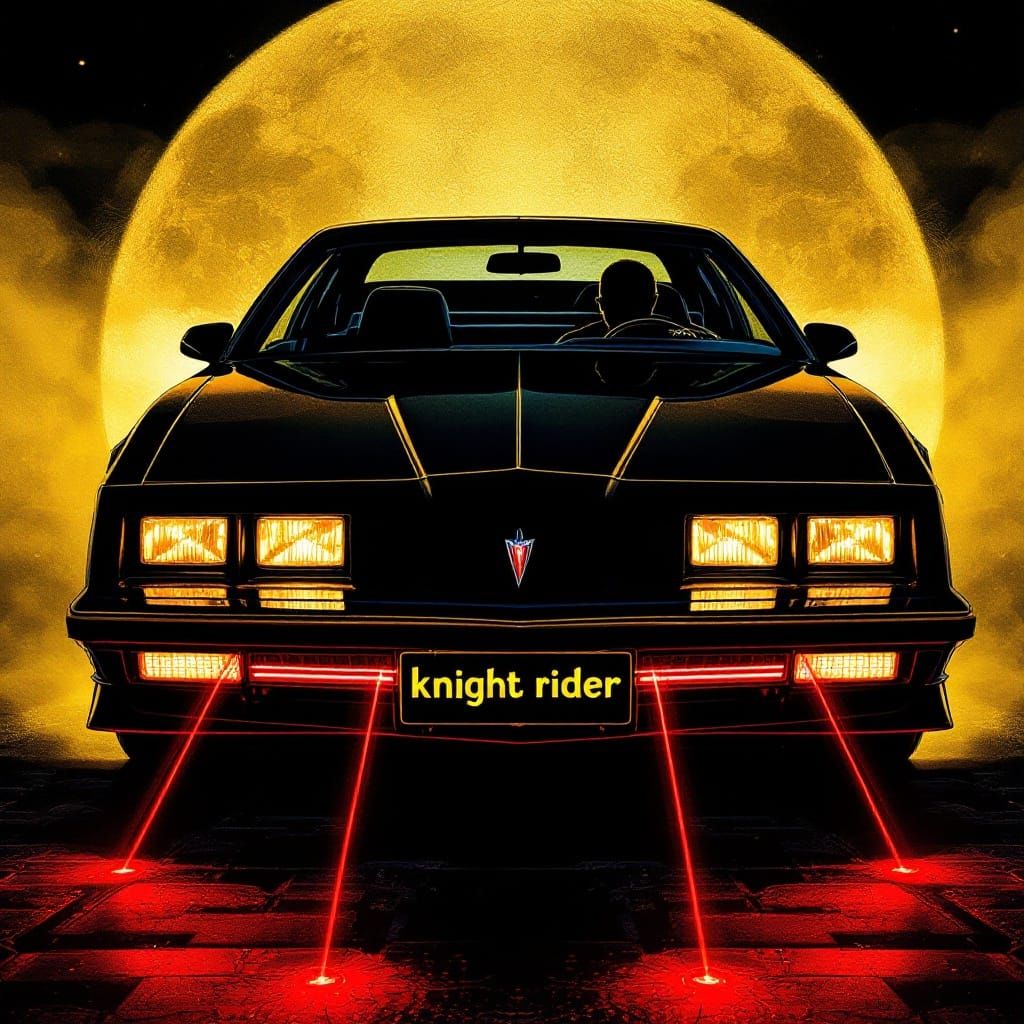 Hyper-realistic black KNIGHT RIDER 1982 PONTIAC TRANS car black with ...