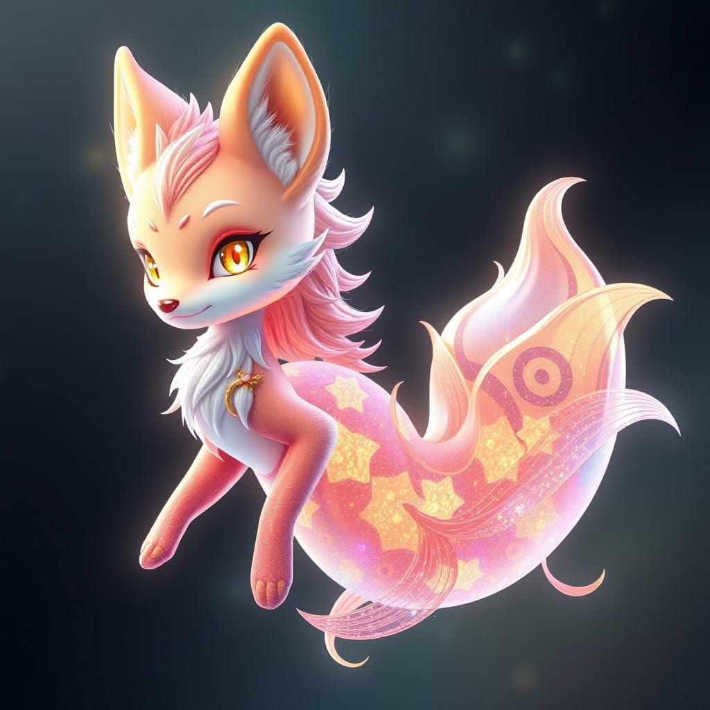 Majestic Magical Star Fox Mermaid Hybrid - AI Art