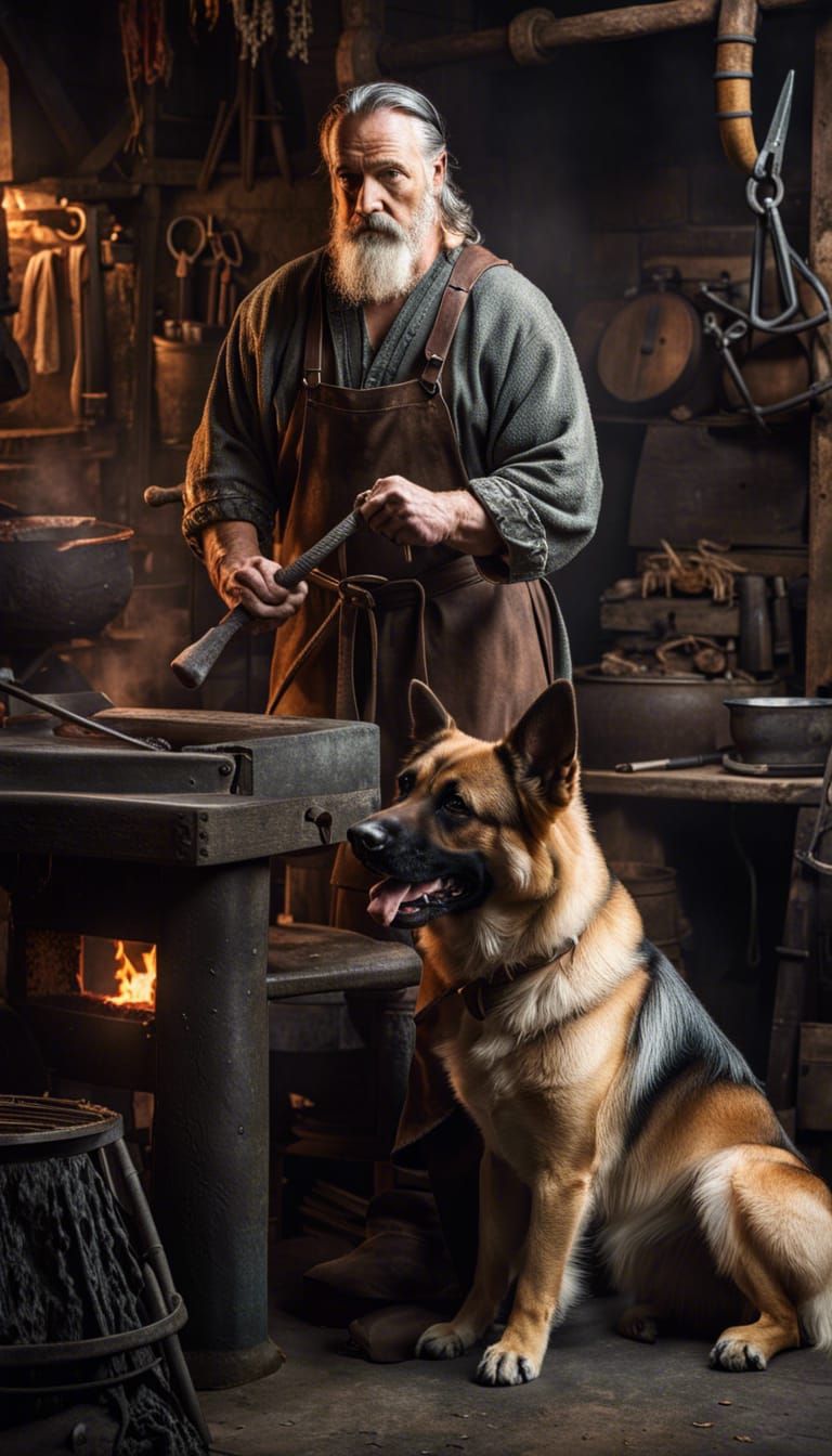 The Blacksmith and his best doggo. - AI Generated Artwork - NightCafe ...