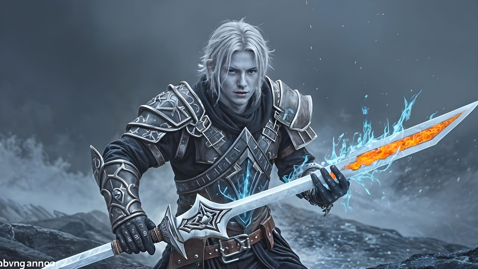 Flaming Ice Claymore: Frosty Fantasy Sword - AI Art