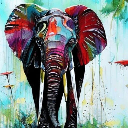"Tie-dye Elephant" - AI Generated Artwork - NightCafe Creator