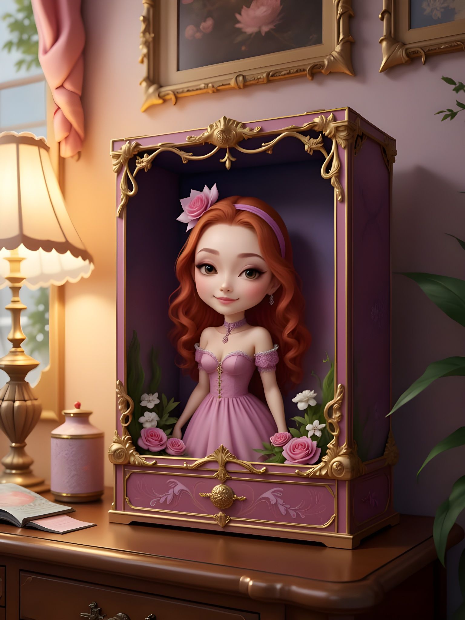 Alessia Doll in a Display Case - Alessia Doll in Elegant Bed...