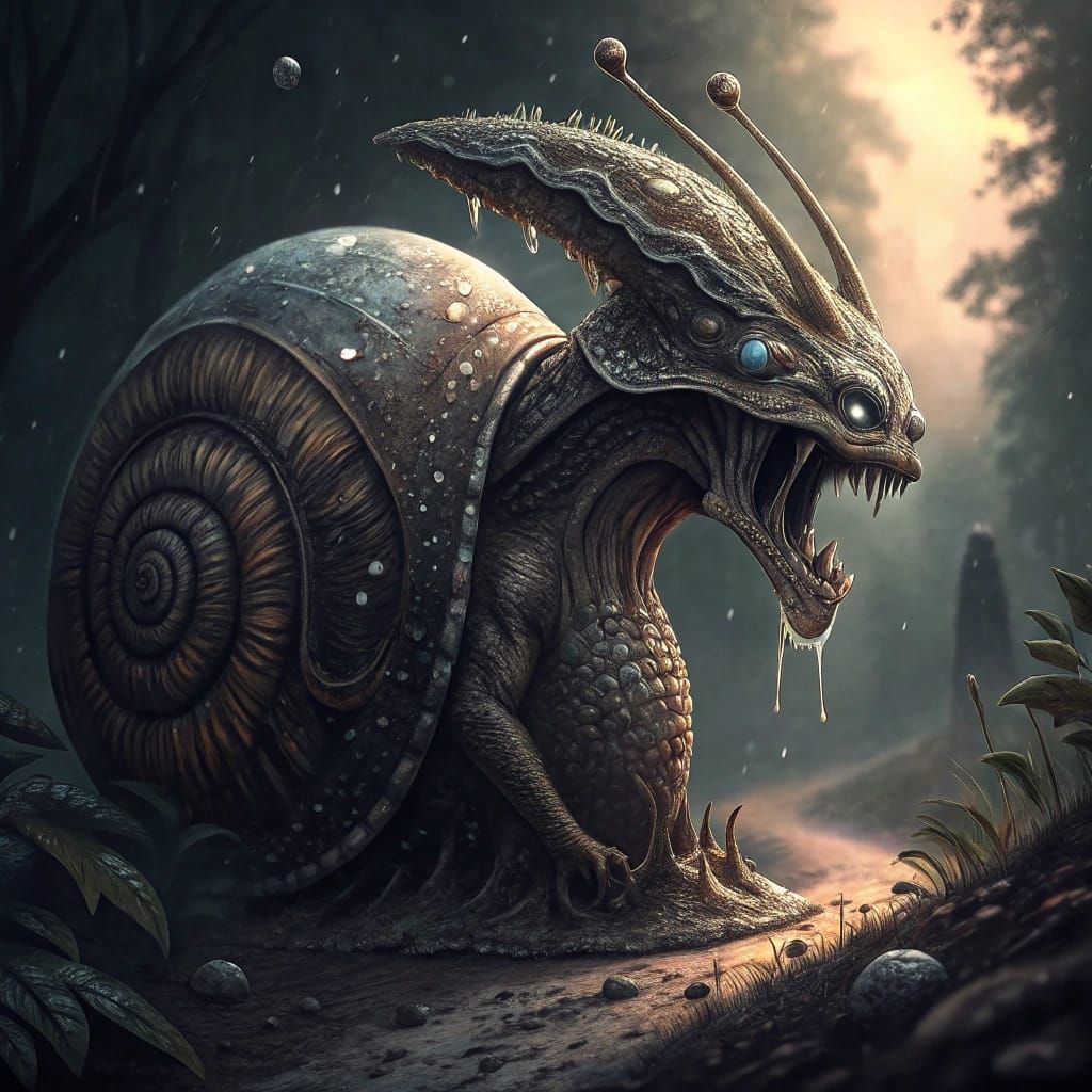 Xenomorph Snail - Colossal Snail with Xenomorph Head in Mena...