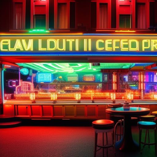 Neon Night Cafe - AI Generated Artwork - NightCafe Creator