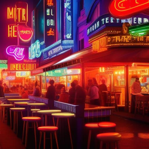 Neon Night Cafe - AI Generated Artwork - NightCafe Creator