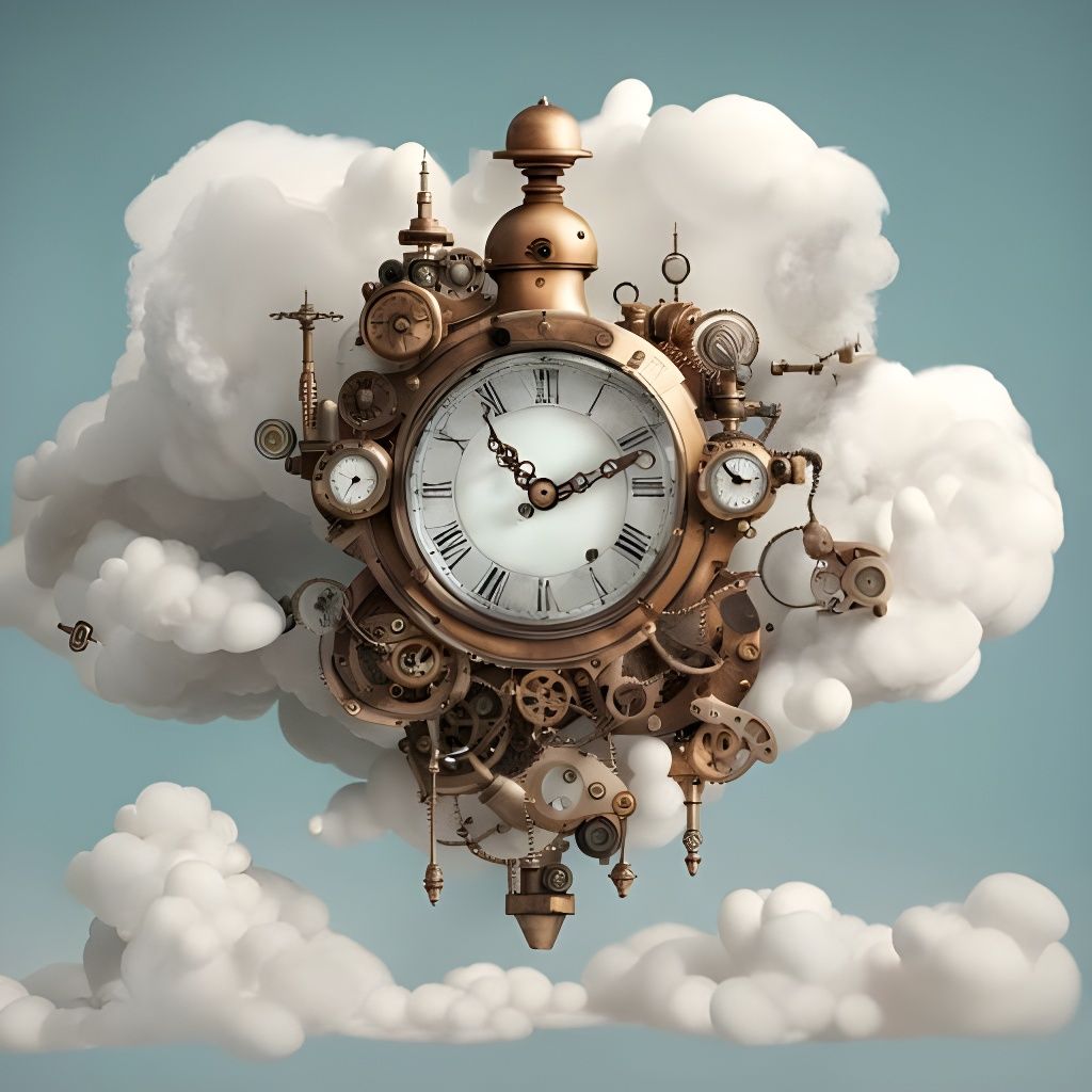 Clockpunk Cloudcore Clock - AI Generated Artwork - NightCafe Creator