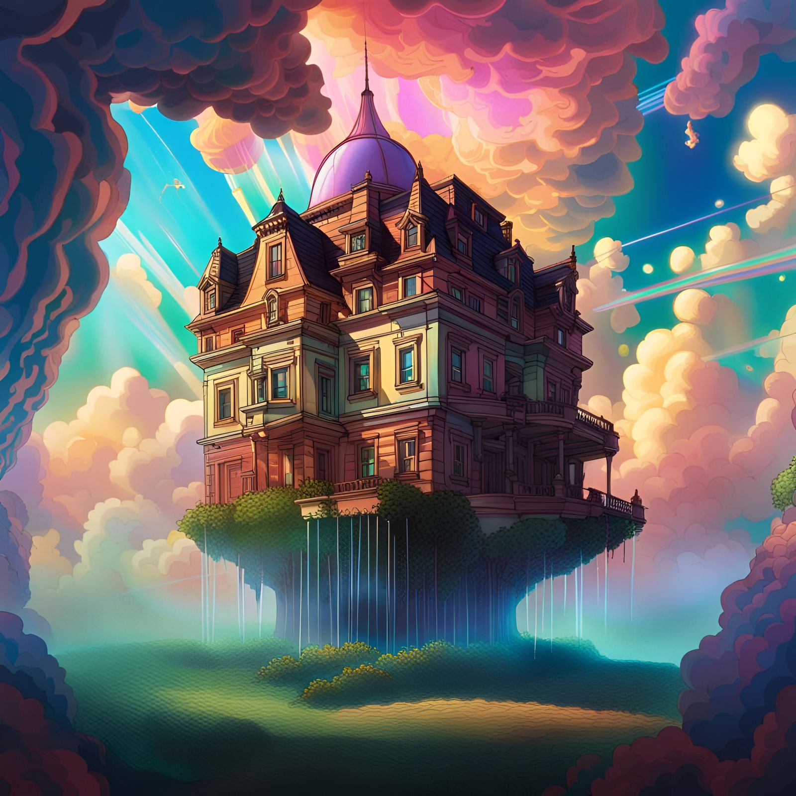 Floating Mansion - AI Generated Artwork - NightCafe Creator