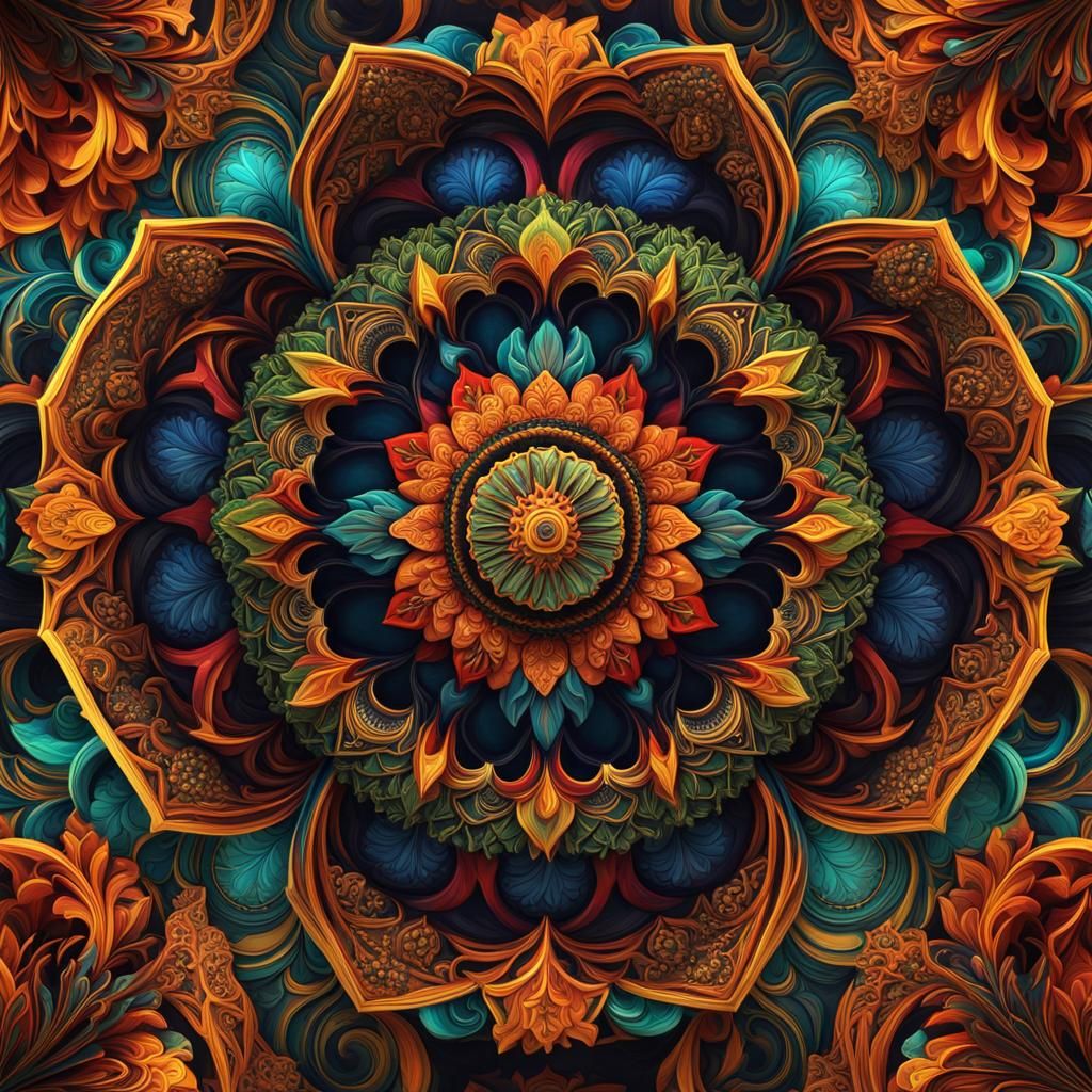 A creation combining mandalas, fractals, and tessellations - AI ...