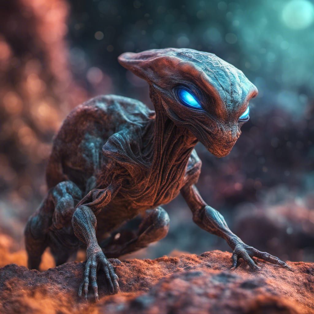 Full picture Beautiful alien creature with hyper realistic colorful ...