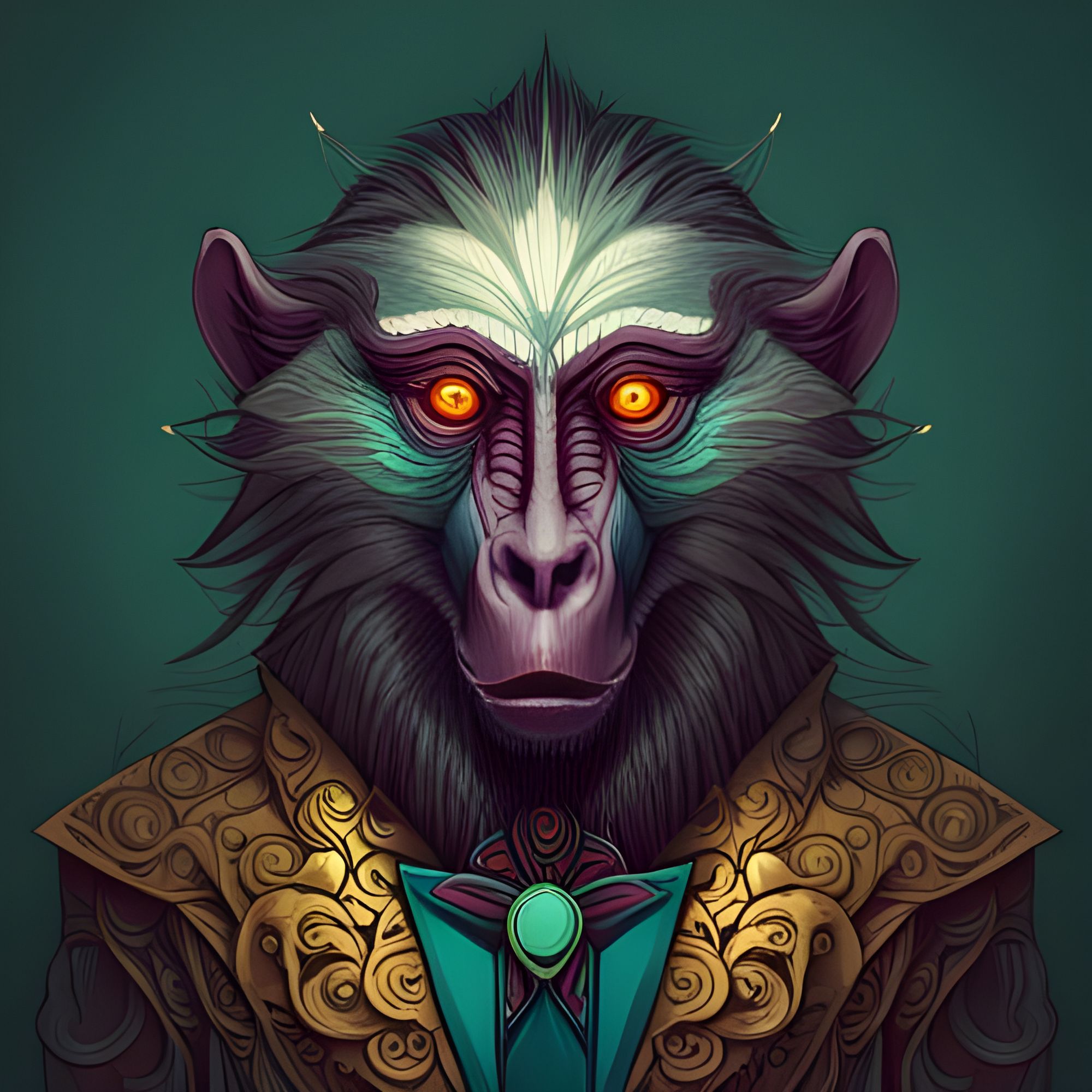Simian the Purple Mandrill Baboon Monkey : r/nightcafe