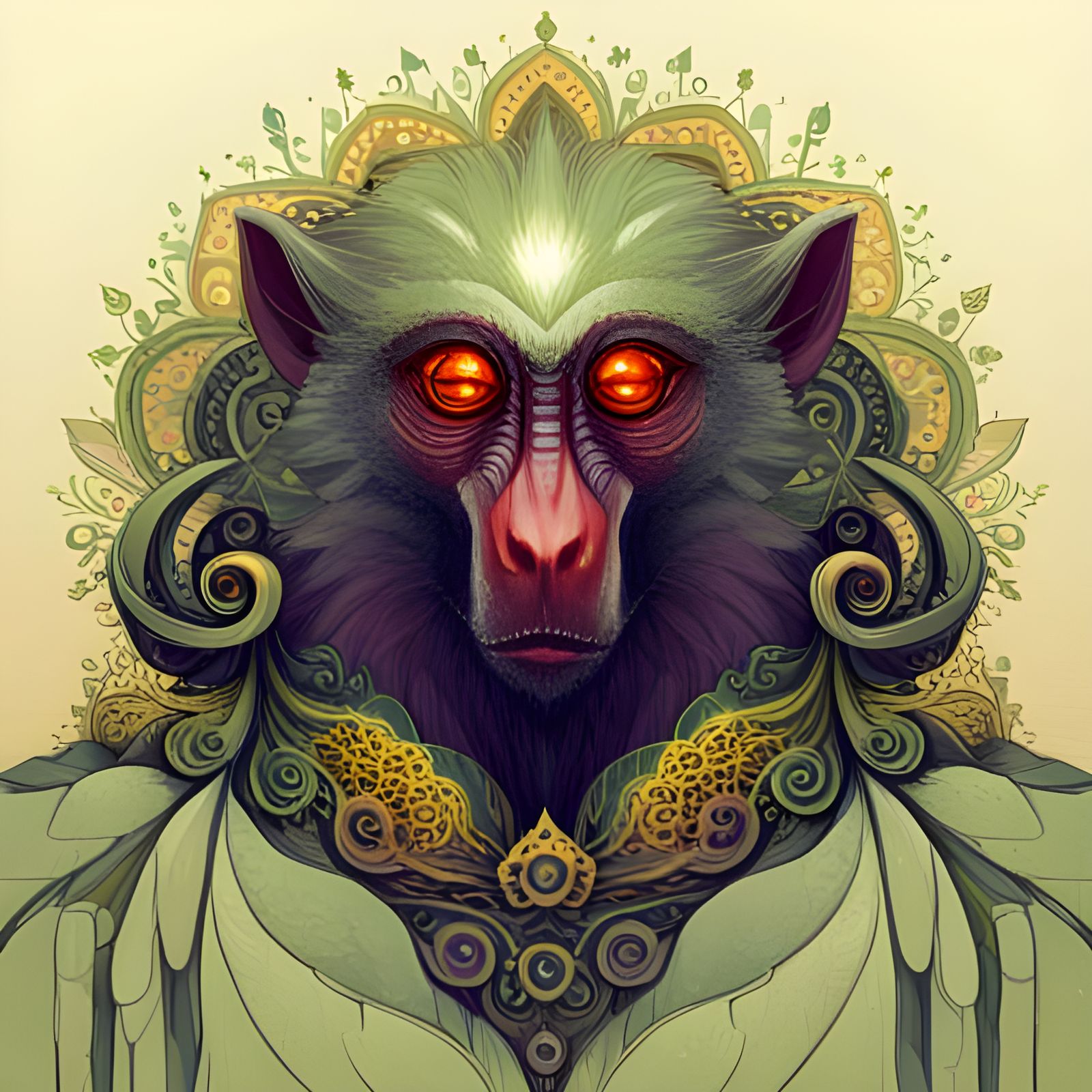 Simian the Mandrill Baboon Monkey In Purple Bowtie - AI Generated Artwork - NightCafe Creator