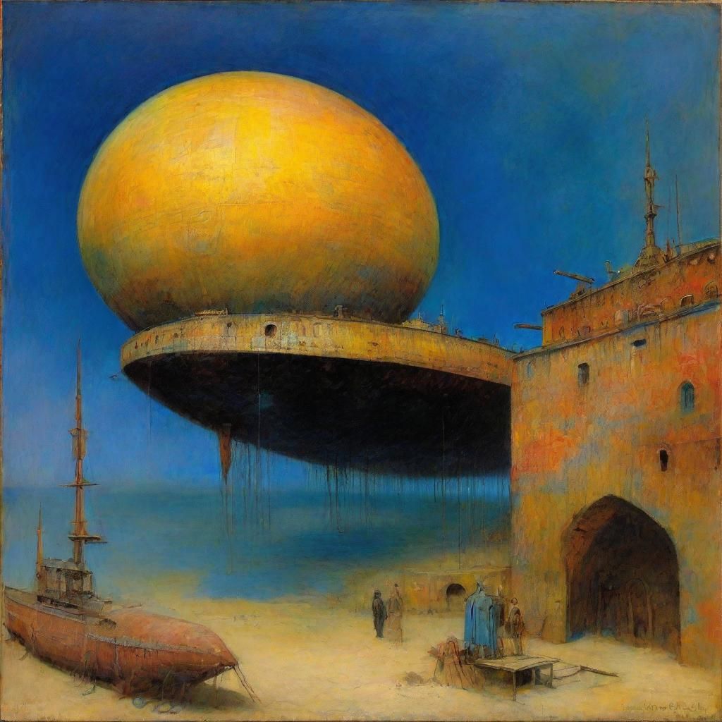 Odilon Redon II - Ethereal Spaceship on Dystopian Alien Plan...
