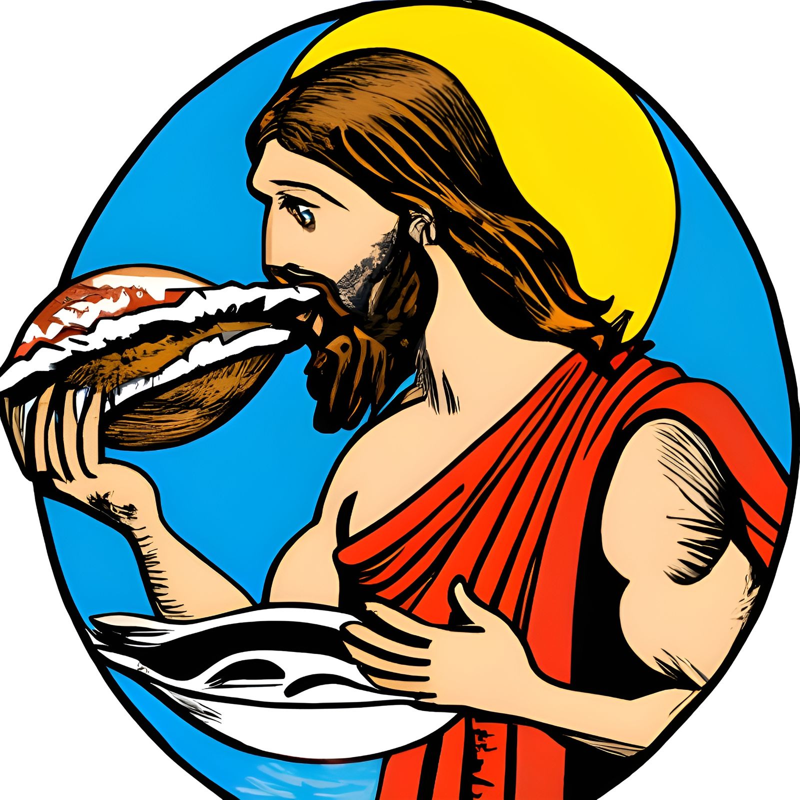 Jesus eating Saturn - AI Generated Artwork - NightCafe Creator