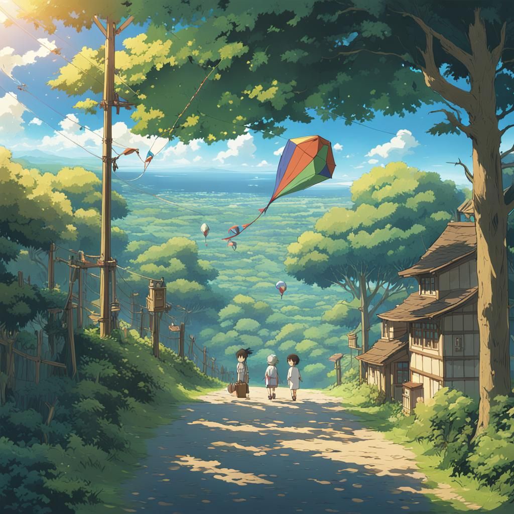 Go fly a kite! Studio Ghibli, Anime Key Visual, by Makoto Shinkai, Deep ...