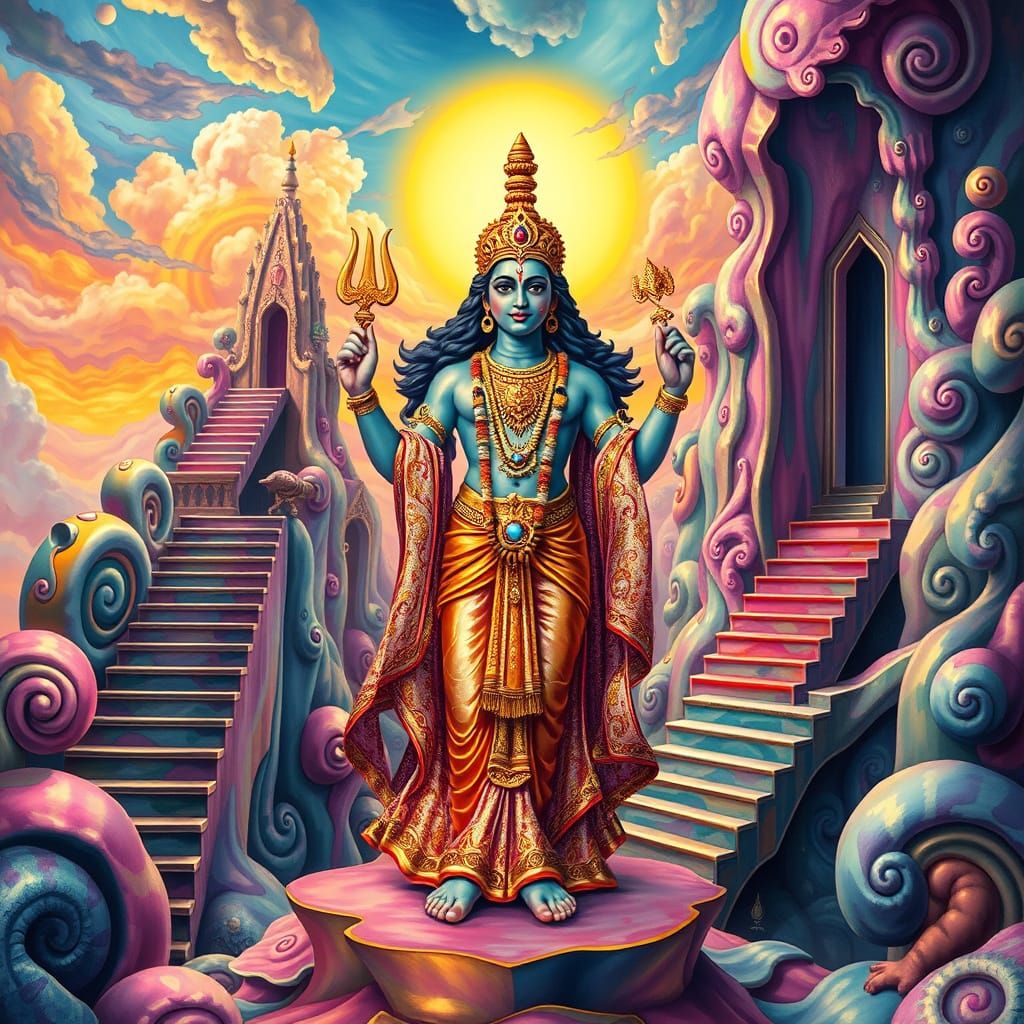 Surrealist God of Paradox in Vibrant Escher-Inspir... - AI Art