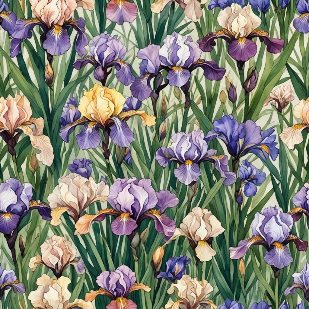 Iris plant or Hanashobu in Japanese - AI Generated Artwork - NightCafe Creator