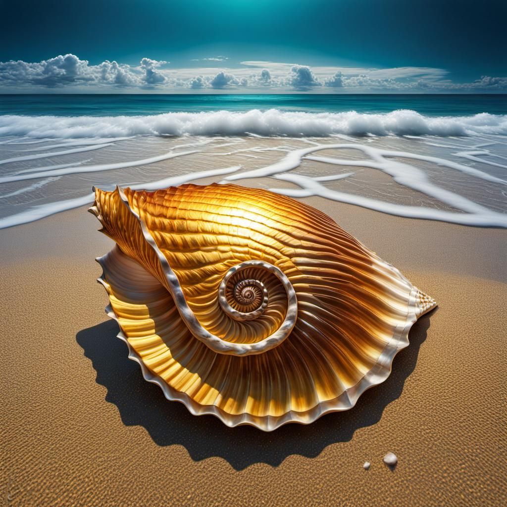 Magical Golden Shell - AI Generated Artwork - NightCafe Creator