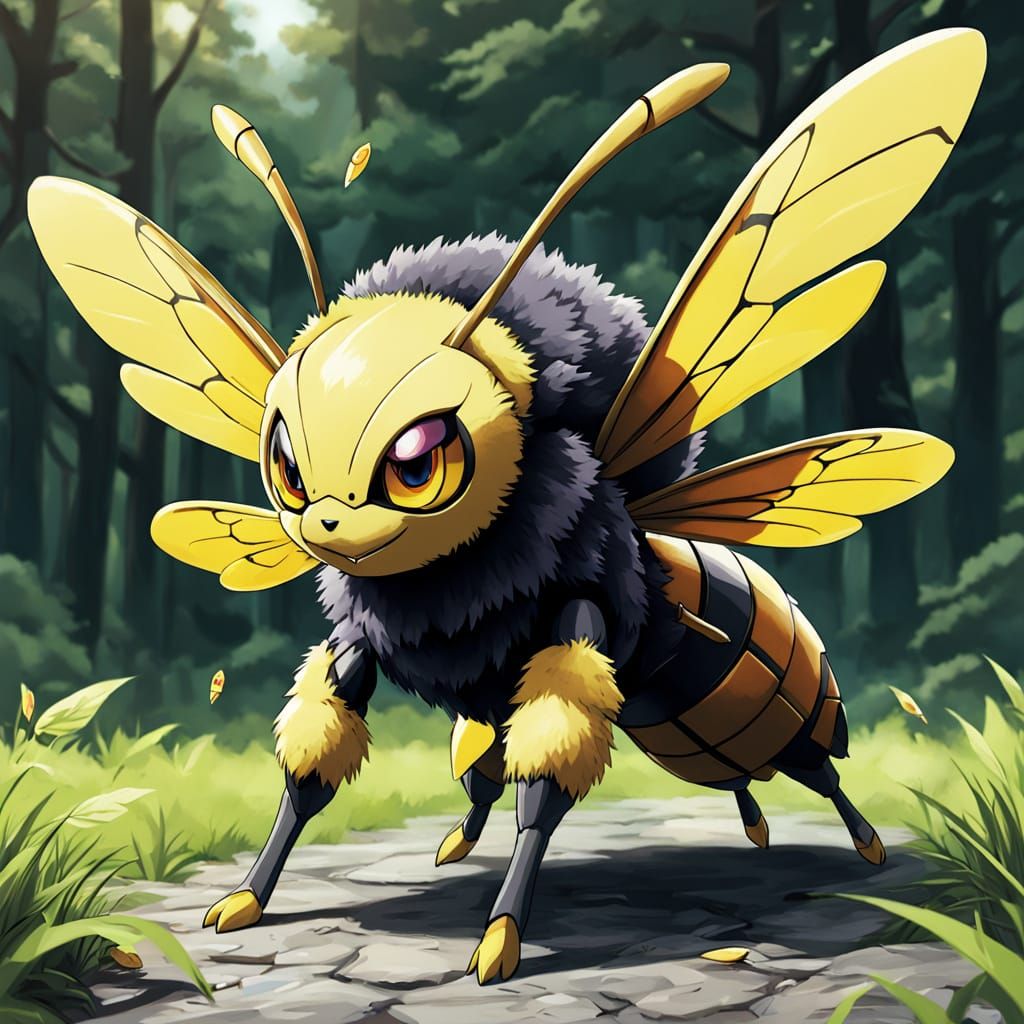 Wasp-Inspired Flying Pokémon with Menacing Aura - AI Art
