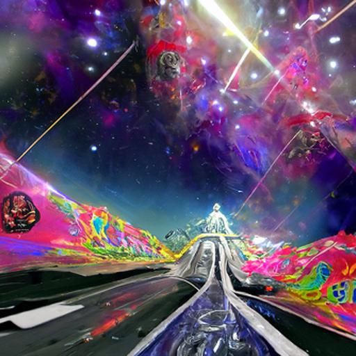 Psychedelic Highway Drive On a Space Highway : r/nightcafe